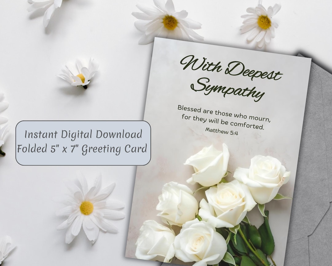 Sympathy Printable Greeting Card Instant Download Digital Product Bible ...