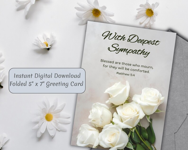 Sympathy Printable Greeting Card Instant Download Digital Product Bible ...