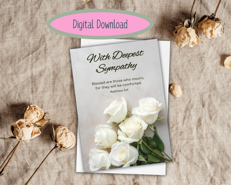 Sympathy Printable Greeting Card Instant Download Digital Product Bible ...
