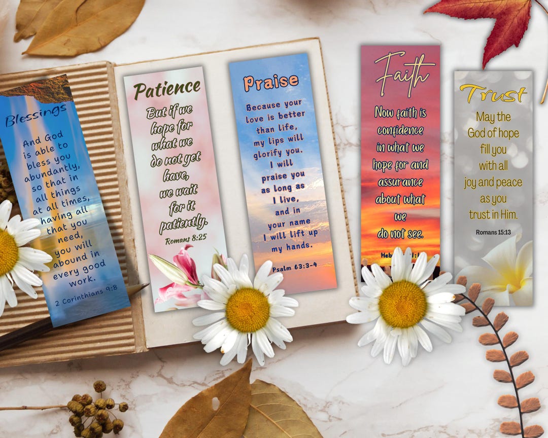 Printable Bible Verse Bookmarks Prayers Set Cute Bookmark for Women ...