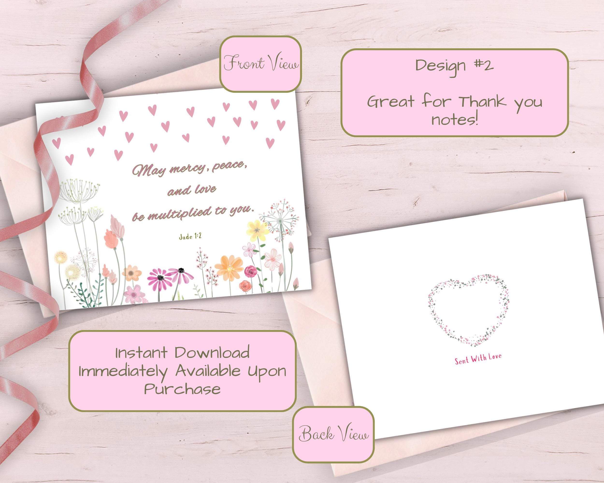 Printable 5x4 Bible Verse Notecard Digital Product Stationary Thank You ...