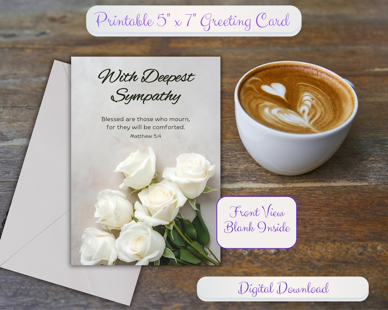 Sympathy Printable Greeting Card Instant Download Digital Product Bible ...