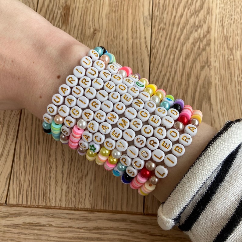 Zodiac Star Sign Clay Bead Friendship Bracelets | Free UK Shipping - Etsy