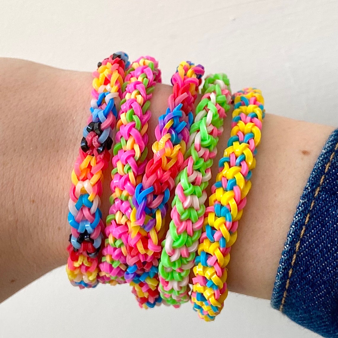 Bundle of Inverted Fishtail Rainbow Loom Band Bracelets - Etsy