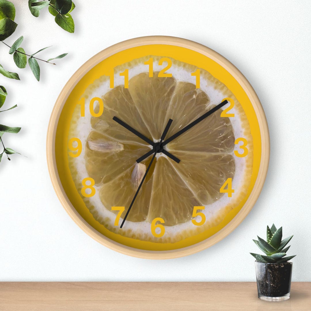 Lemon Wall Clock - Refreshing Fruit Design, Kitchen Decor, Citrus Theme ...