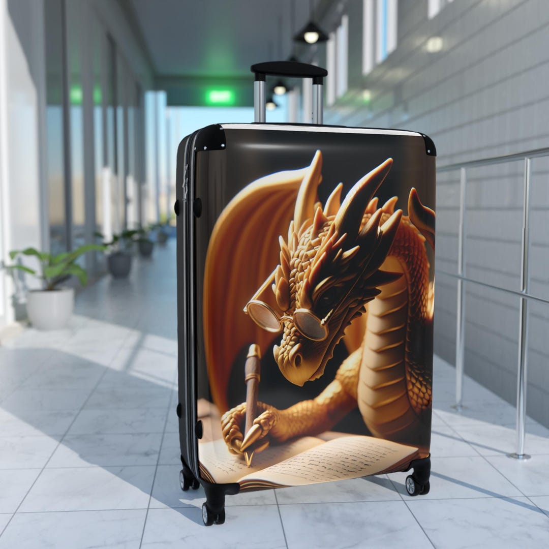 Suitcases, Gold Writer Dragon Design, Travel Luggage, Suitcase Set ...