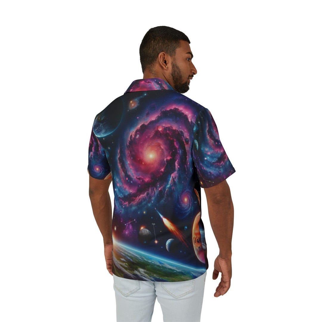 Galactic Hawaiian Camp Shirt, Space Theme Button-down, Perfect for ...
