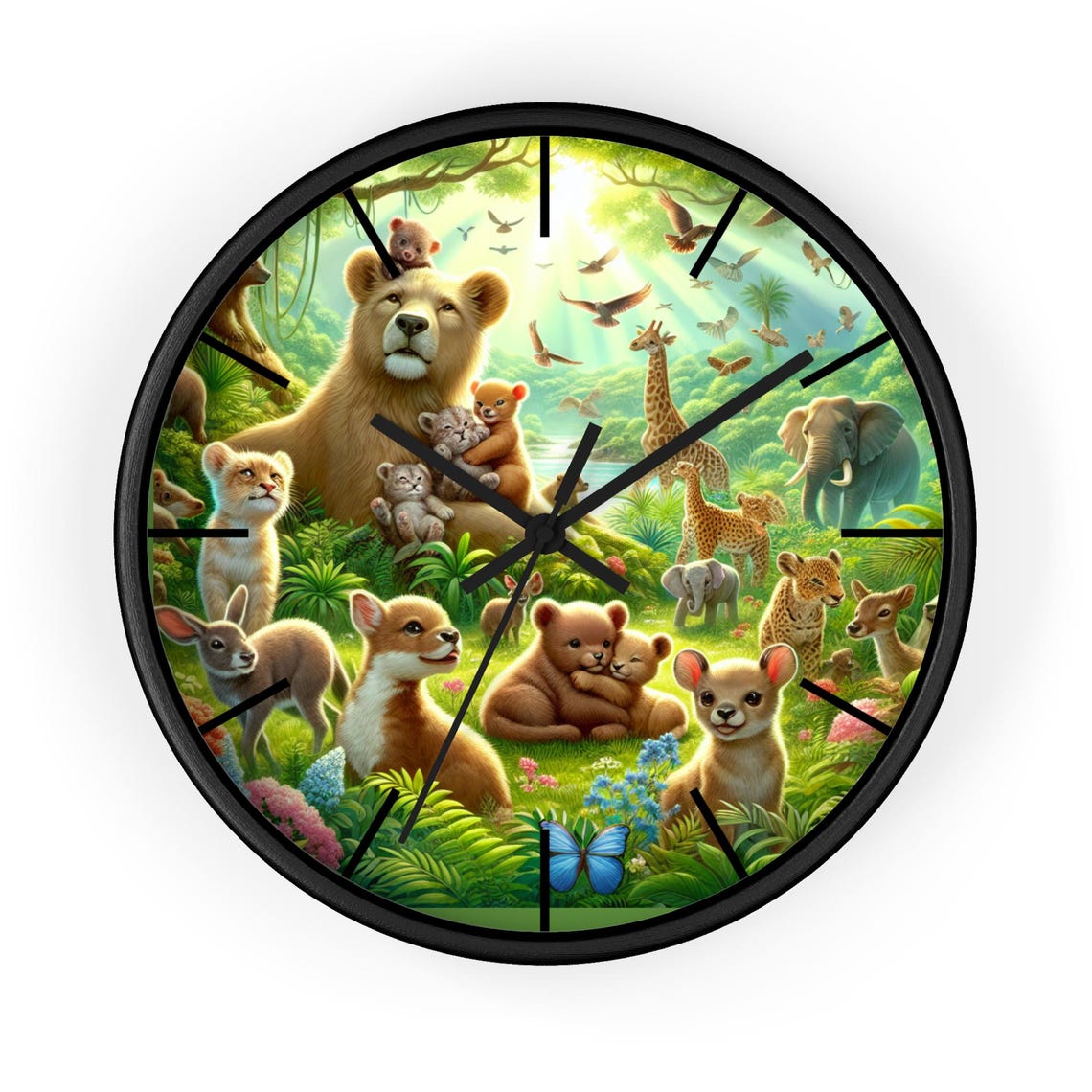 Jungle Safari Wall Clock for Kids' Rooms, Animal Decor, Nursery Clock ...