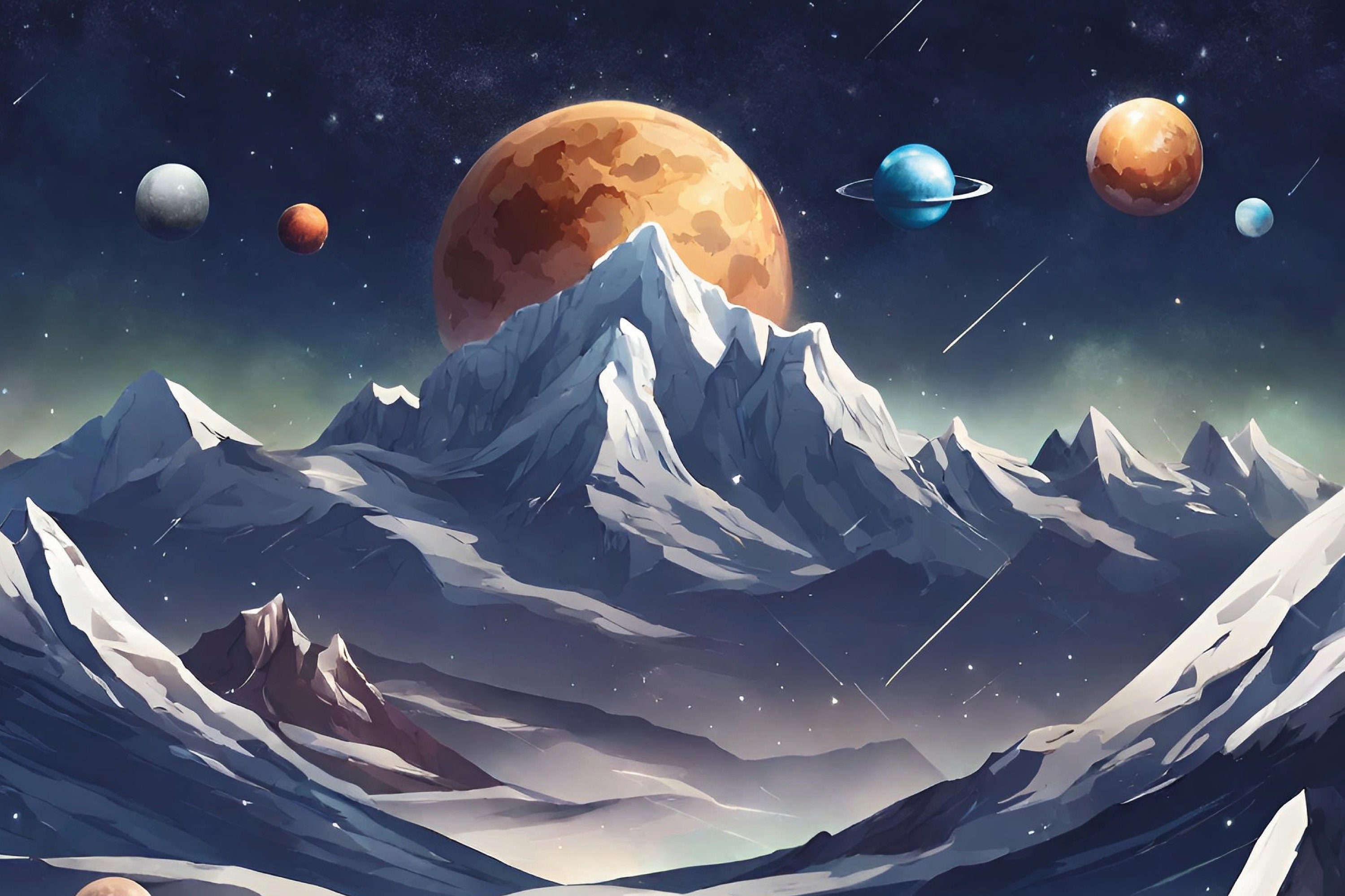 Moon Planet Mountain Printable Instant Download Portrait - Etsy