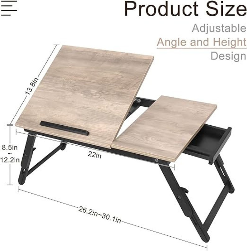 Aztek Bamboo Laptop Desk Bed Tray Table Adjustable Table for Computer ...