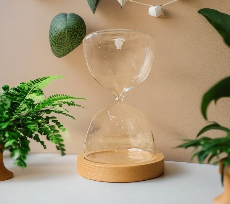 Custom Engraving Refillable Round Hourglass Bottle With Wood Base ...