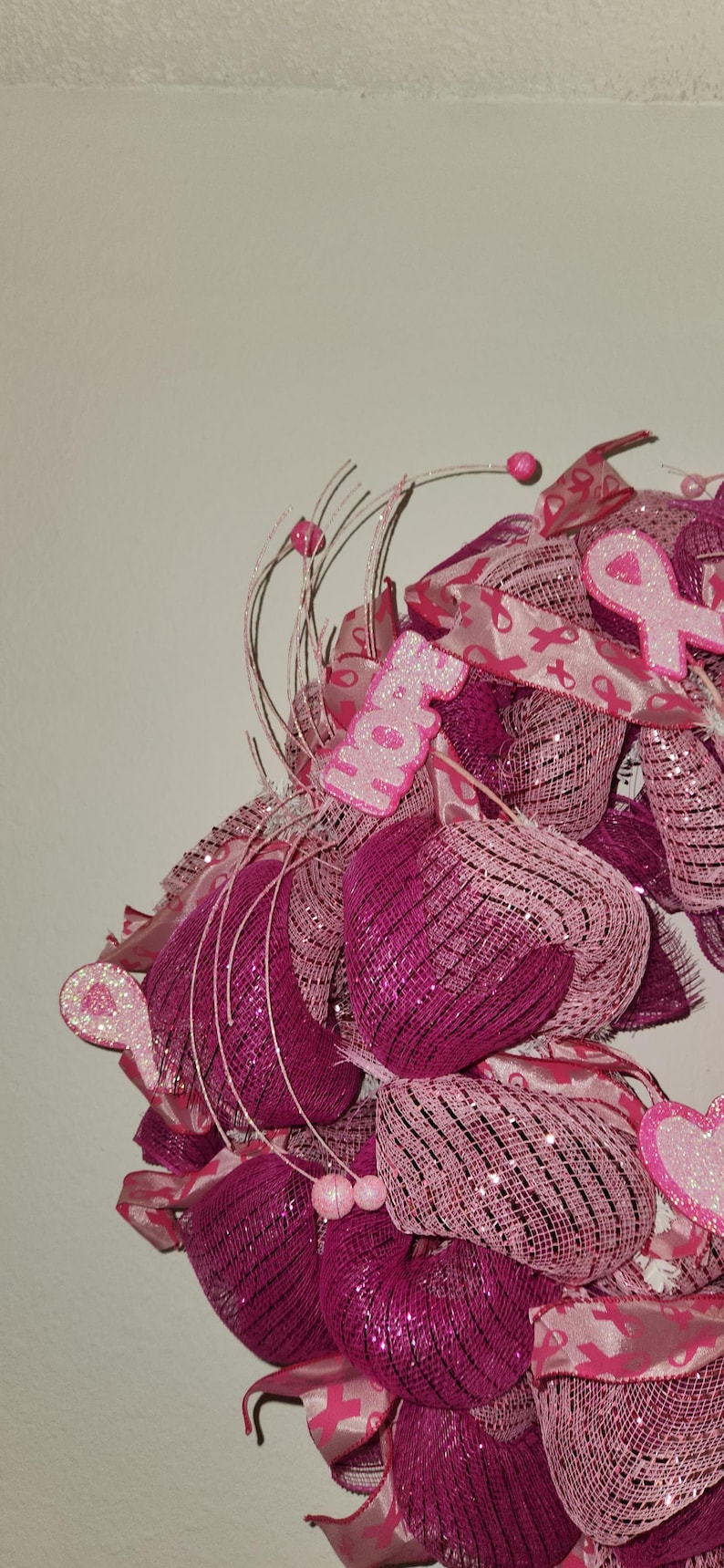 Pink Ribbon Wreath: Breast Cancer Awareness 'hope' Decor - Etsy