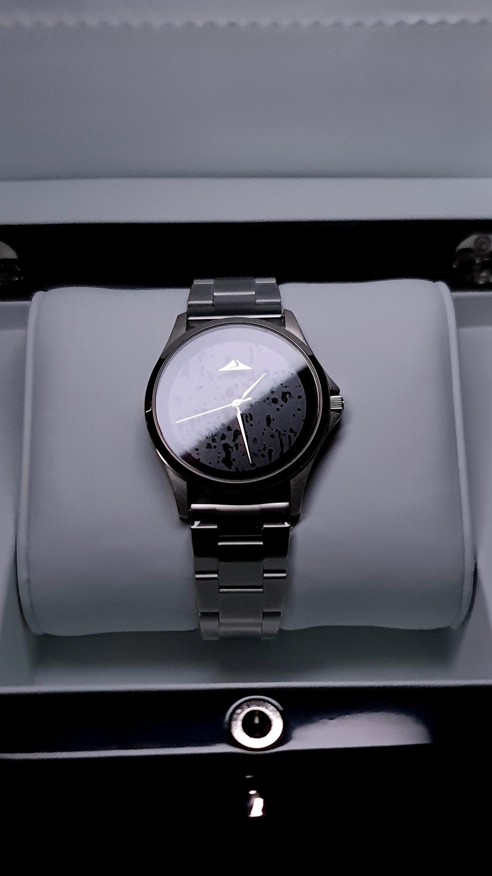 Watch in Lava Stone and Titanium With Brushed Steel or Genuine Leather ...