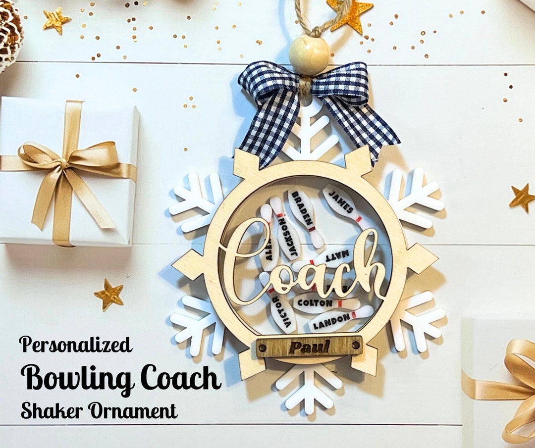 Personalized Bowling Coach Ornament: Shaker Keepsake With Custom Pins ...