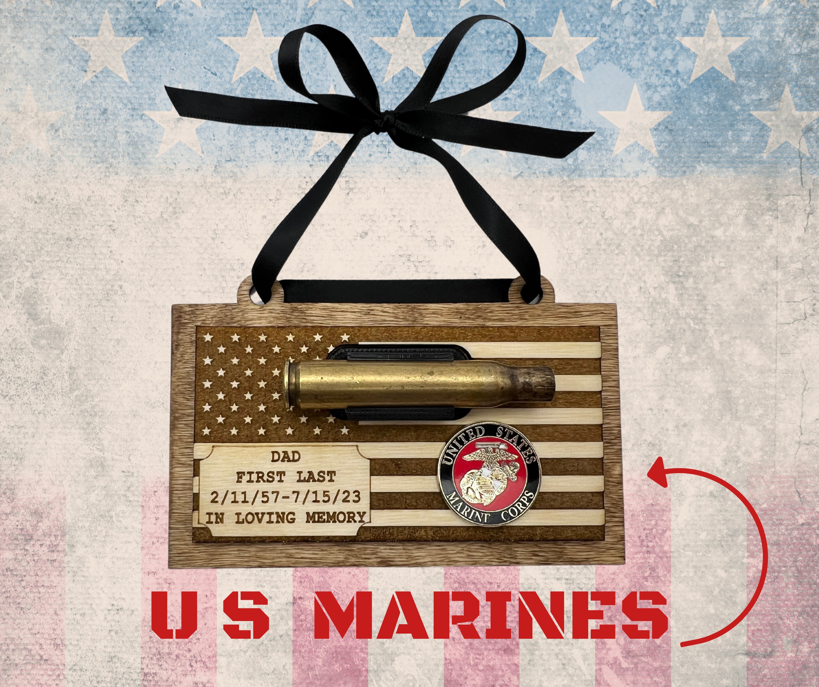 21 Gun Salute Bullet Holder Personalized Funeral Shell Casing Holder ...