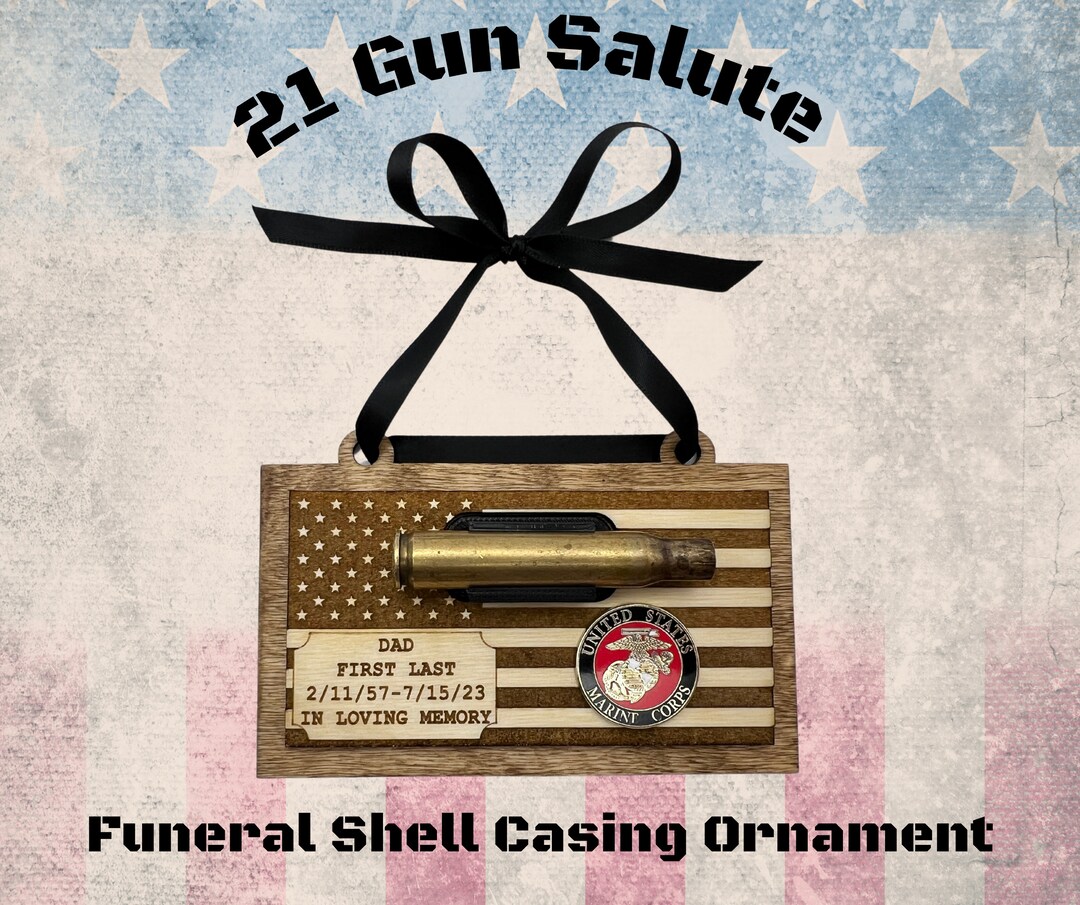 21 Gun Salute Bullet Holder Personalized Funeral Shell Casing Holder ...