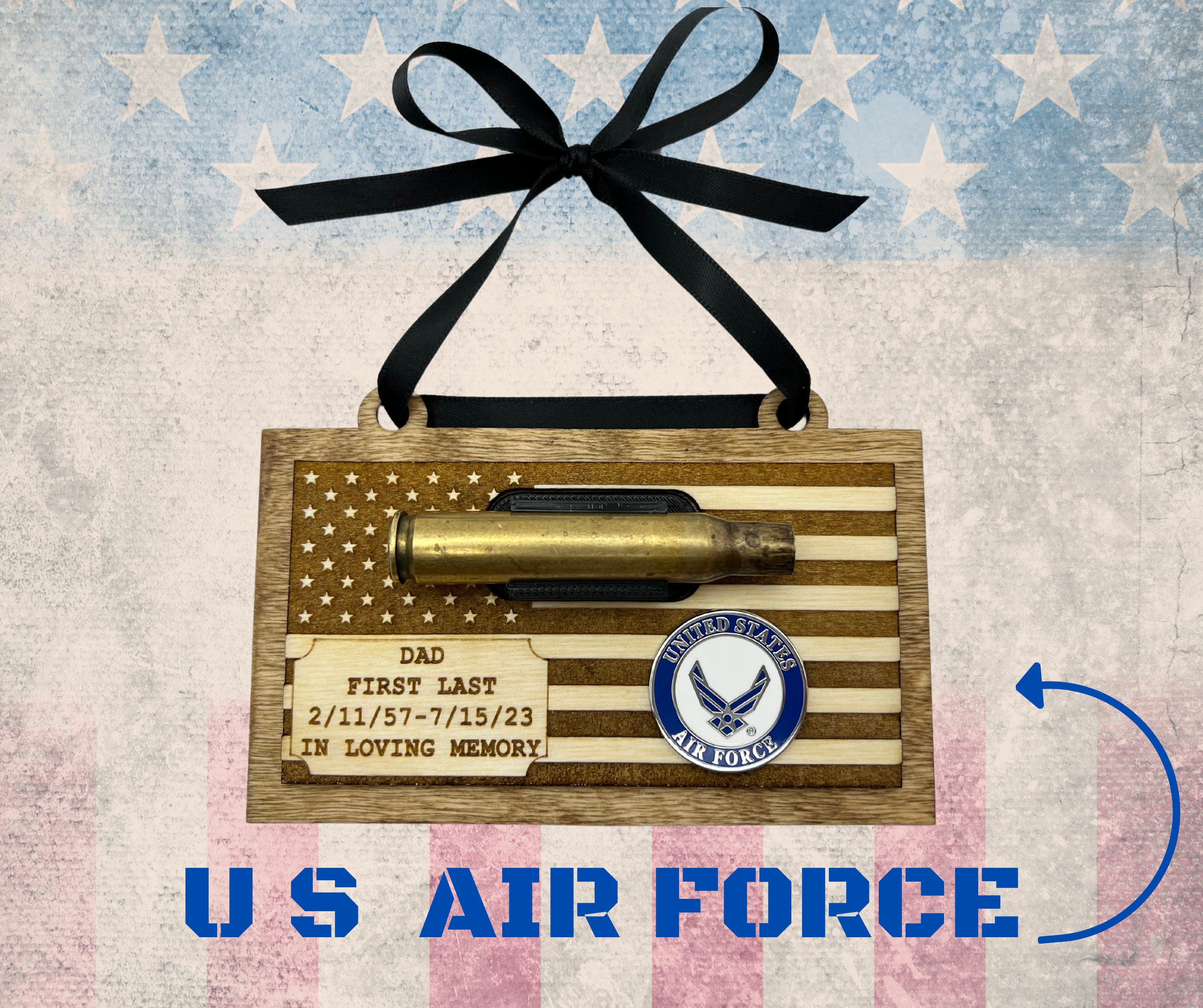 21 Gun Salute Bullet Holder Personalized Funeral Shell Casing Holder ...