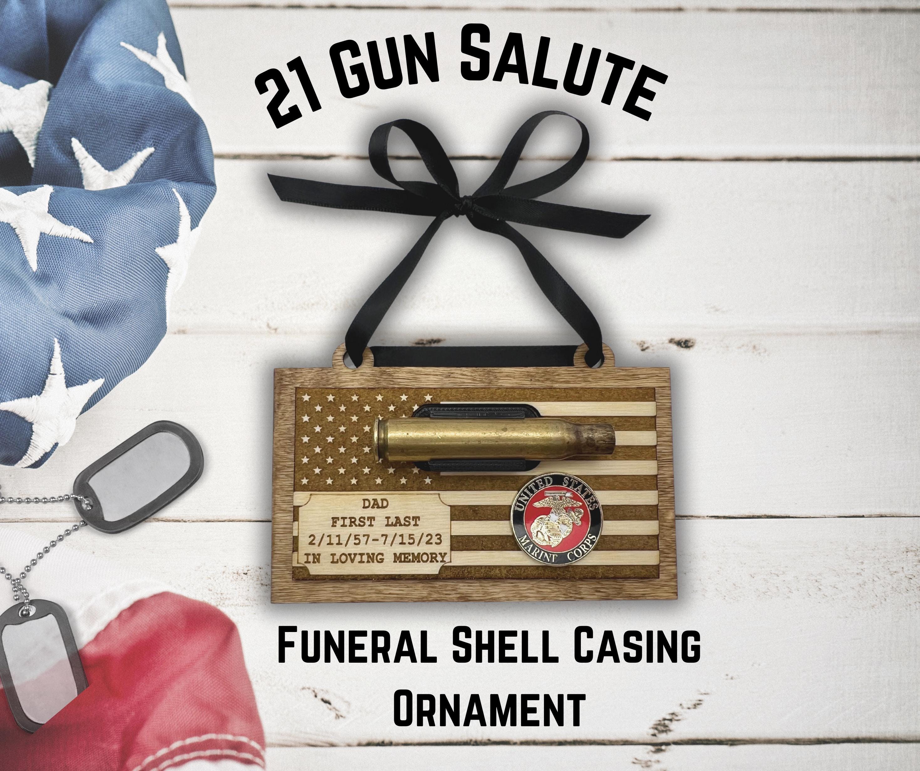 21 Gun Salute Bullet Holder Personalized Funeral Shell Casing Holder ...