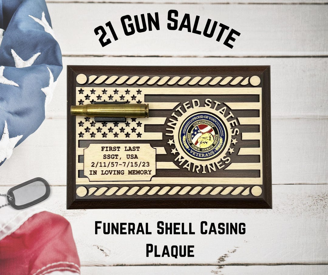 21 Gun Salute Bullet Holder Personalized Funeral Shell Casing Holder ...
