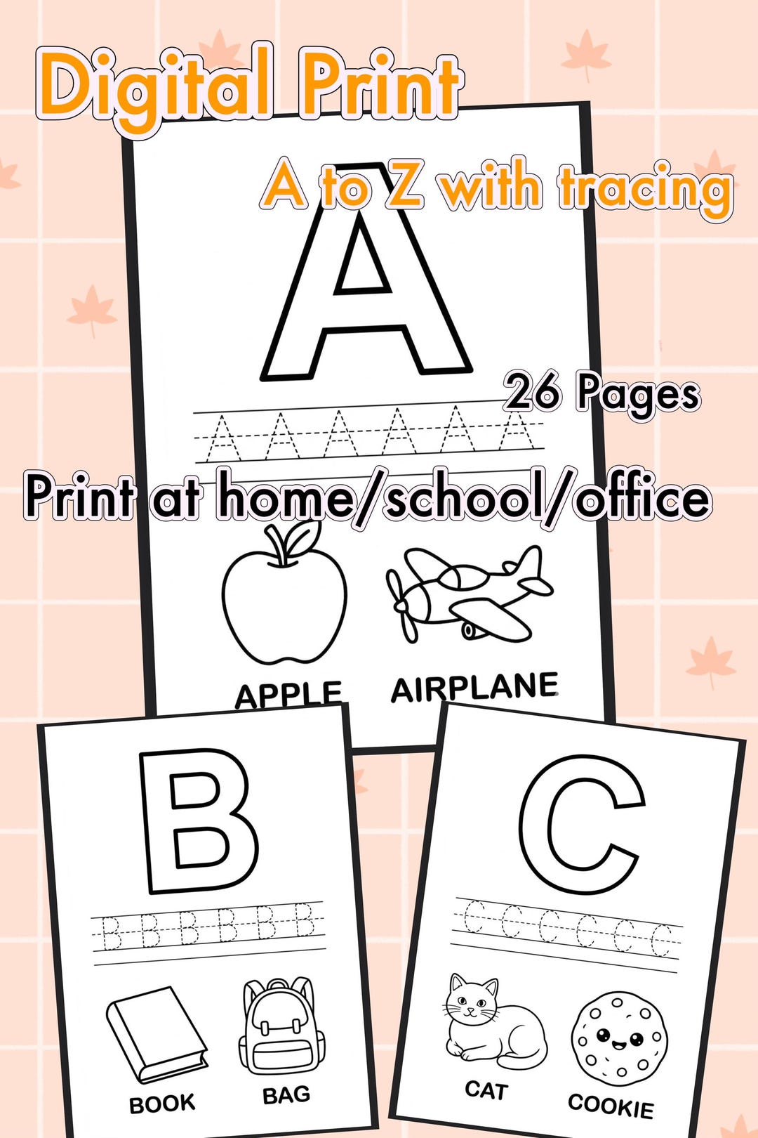 A-Z Alphabet Tracing Coloring Pages | Preschool Kindergarten Learning ...