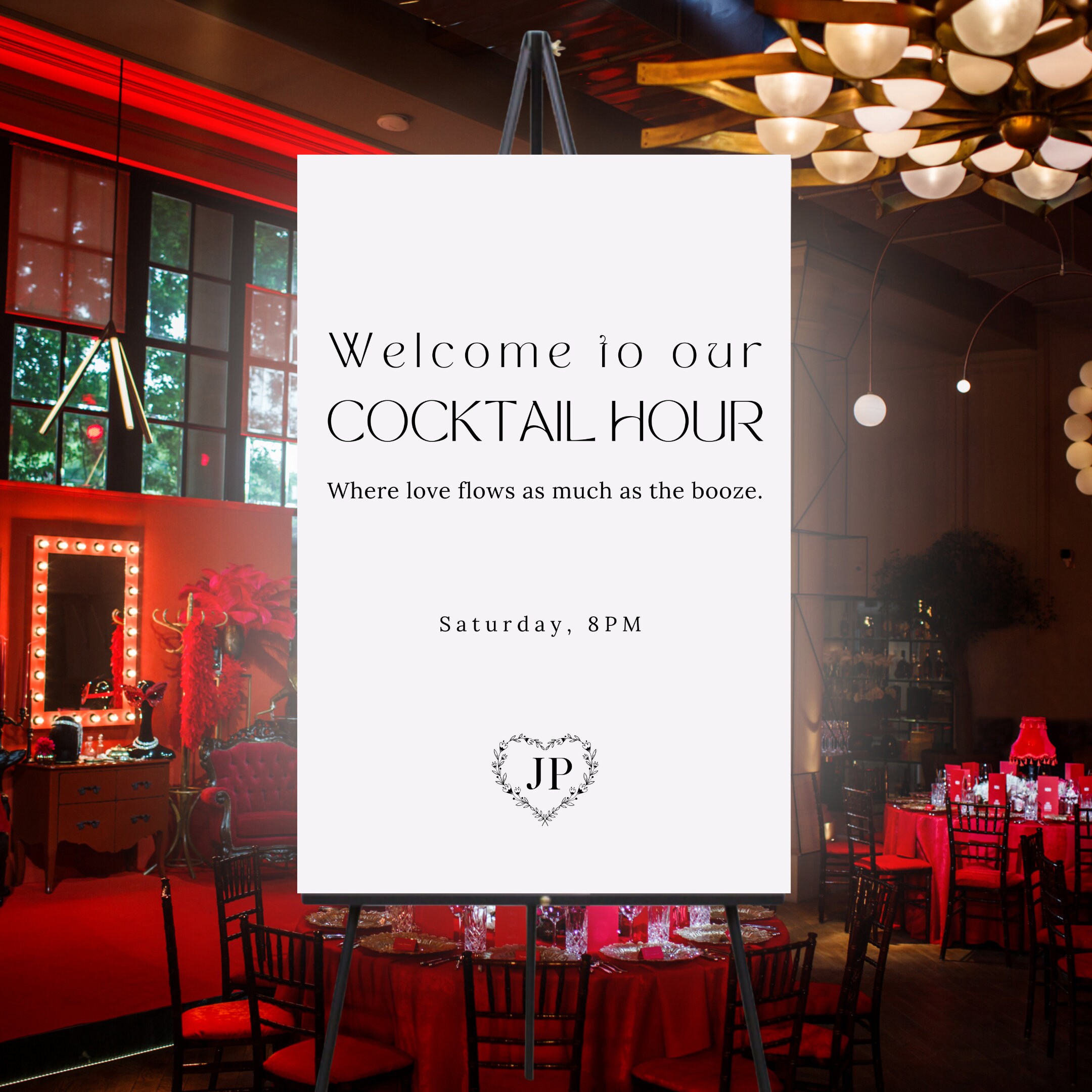 Wedding Cocktail Hour Canva Template CH005 Love and Booze Flows - Etsy