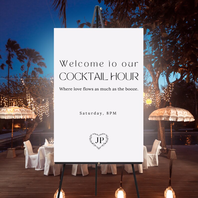 Wedding Cocktail Hour Canva Template CH005 Love and Booze Flows - Etsy