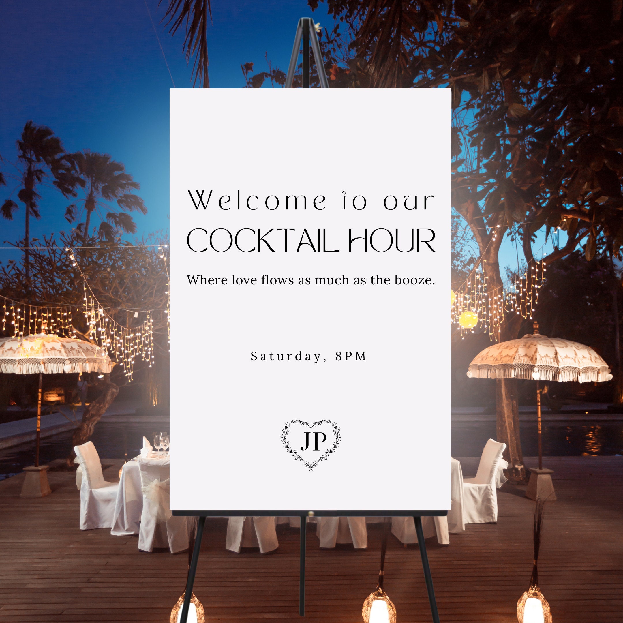 Wedding Cocktail Hour Canva Template CH005 Love and Booze Flows - Etsy
