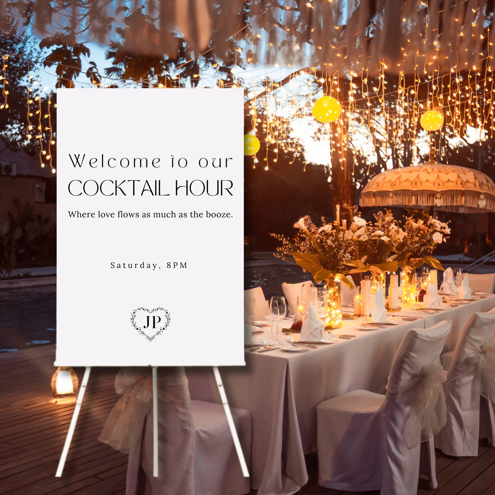 Wedding Cocktail Hour Canva Template CH005 Love and Booze Flows - Etsy