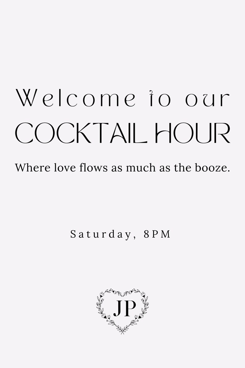 Wedding Cocktail Hour Canva Template CH005 Love and Booze Flows - Etsy