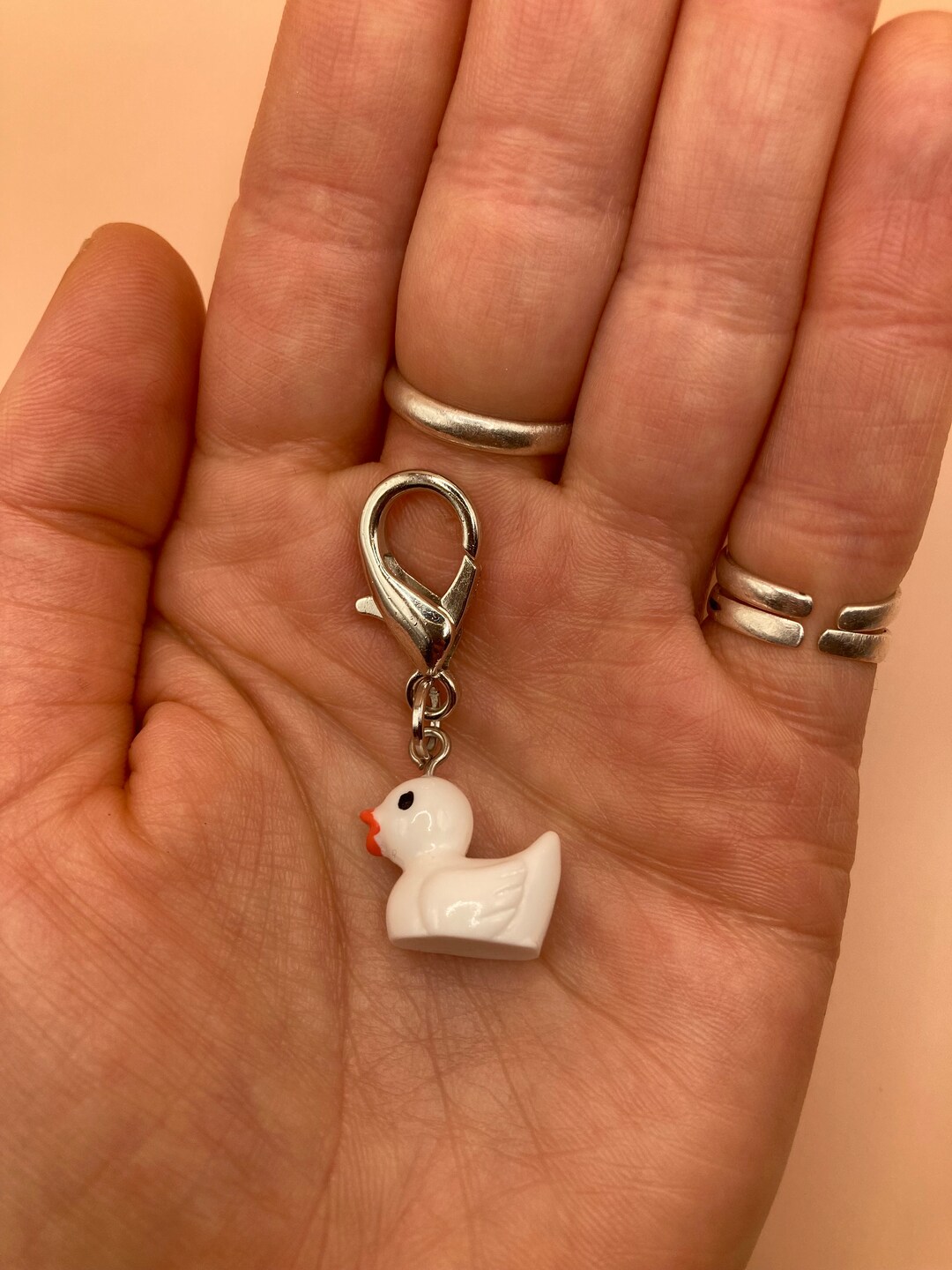 Tiny White Duck Dangle Clasp, Zipper Pull, Duck Bag Charm, Kawaii Duck ...