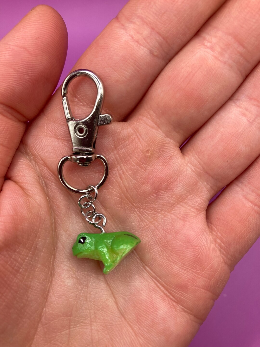 Tiny Green Frog Keychain, Kawaii Frog Charm, Cute Frog Charm Zipper ...