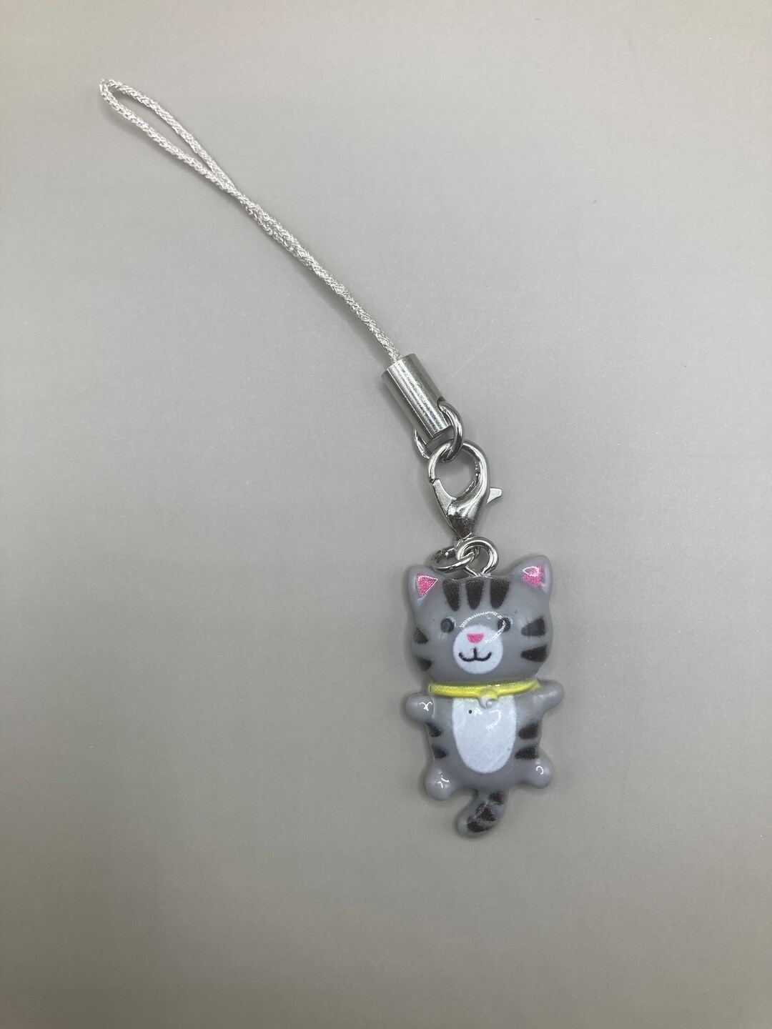 Cute Stripey Grey Tabby Cat Phone Charm, Kitten Phone Charm, Kawaii Cat ...