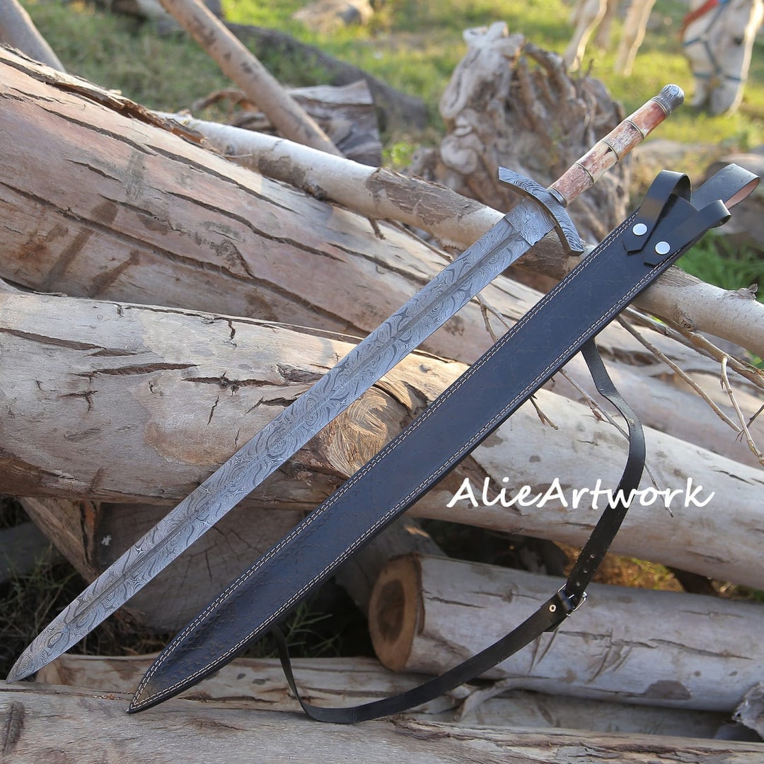 40'' Viking Sword,full Tag Battle Ready Longsword,damascus Sword,hand ...