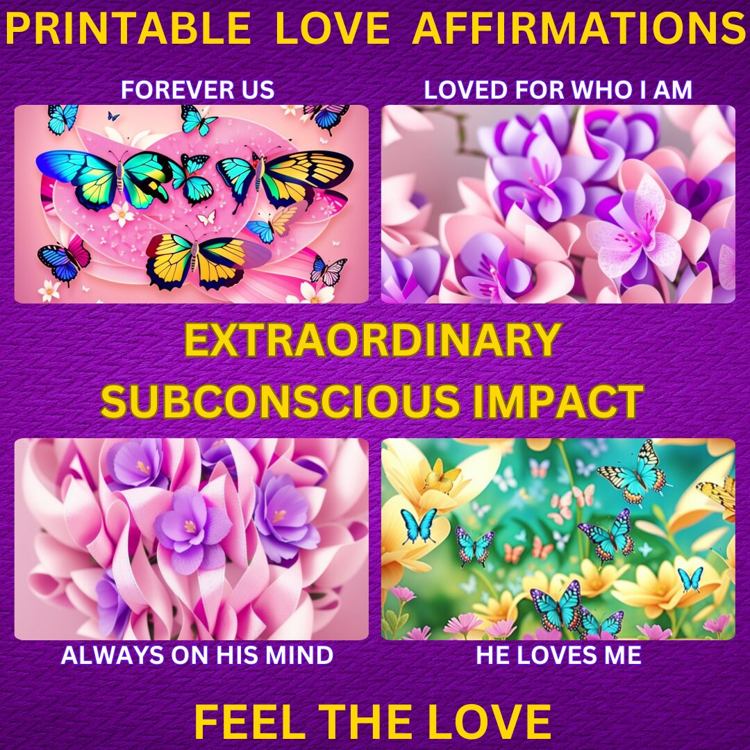 Printable Love Affirmations Bundle for Positive Mindset, 14 Subliminal ...
