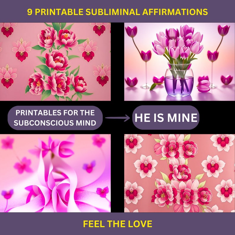 Printable Love Affirmations for Positive Thinking Romantic Subliminal ...