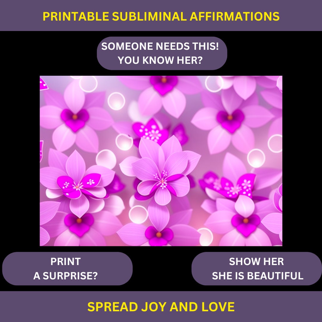 Printable Affirmations for Positive Mindset Floral Subliminal ...