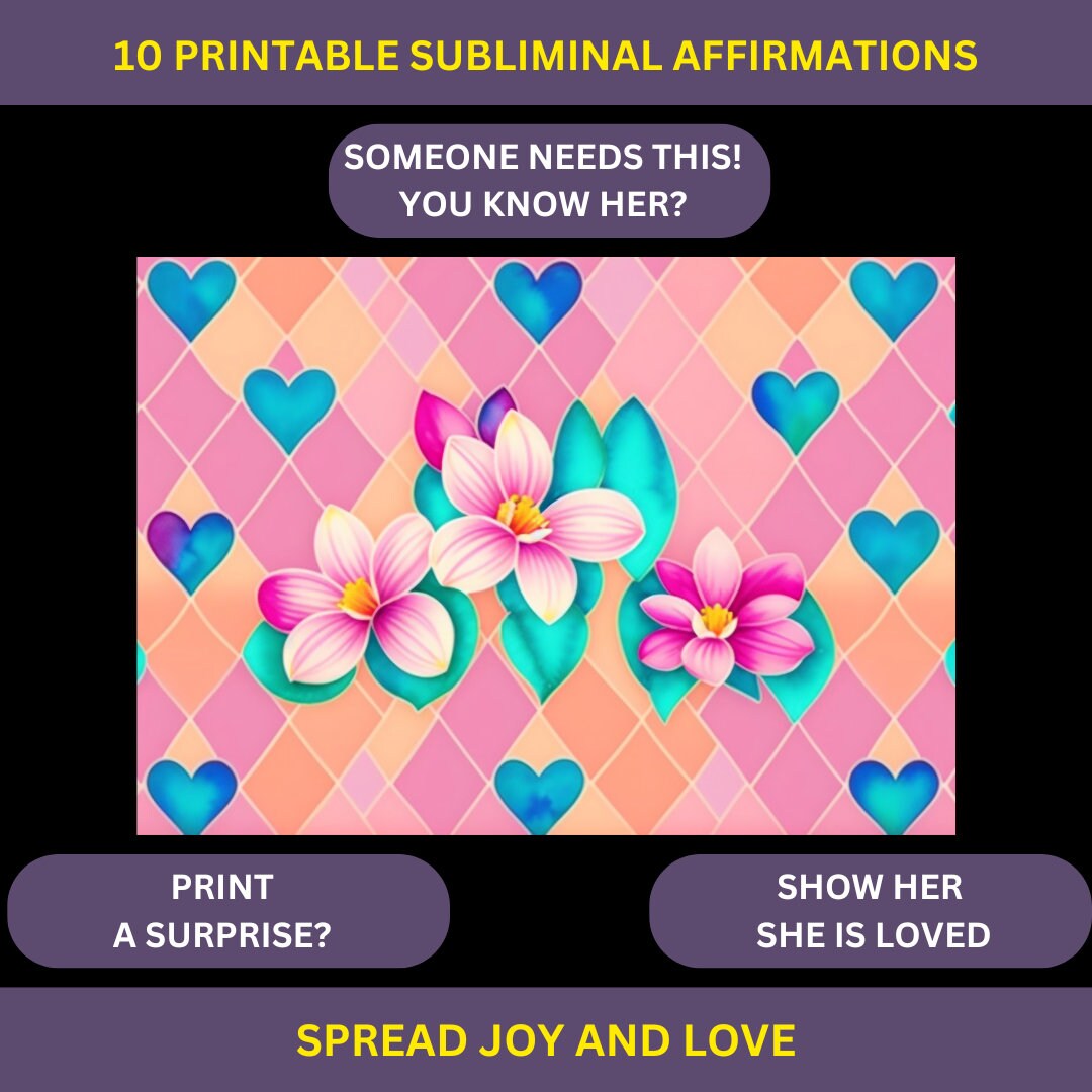 I'm Loved 10 Subliminal Designs Printable Gift for Her Positive ...