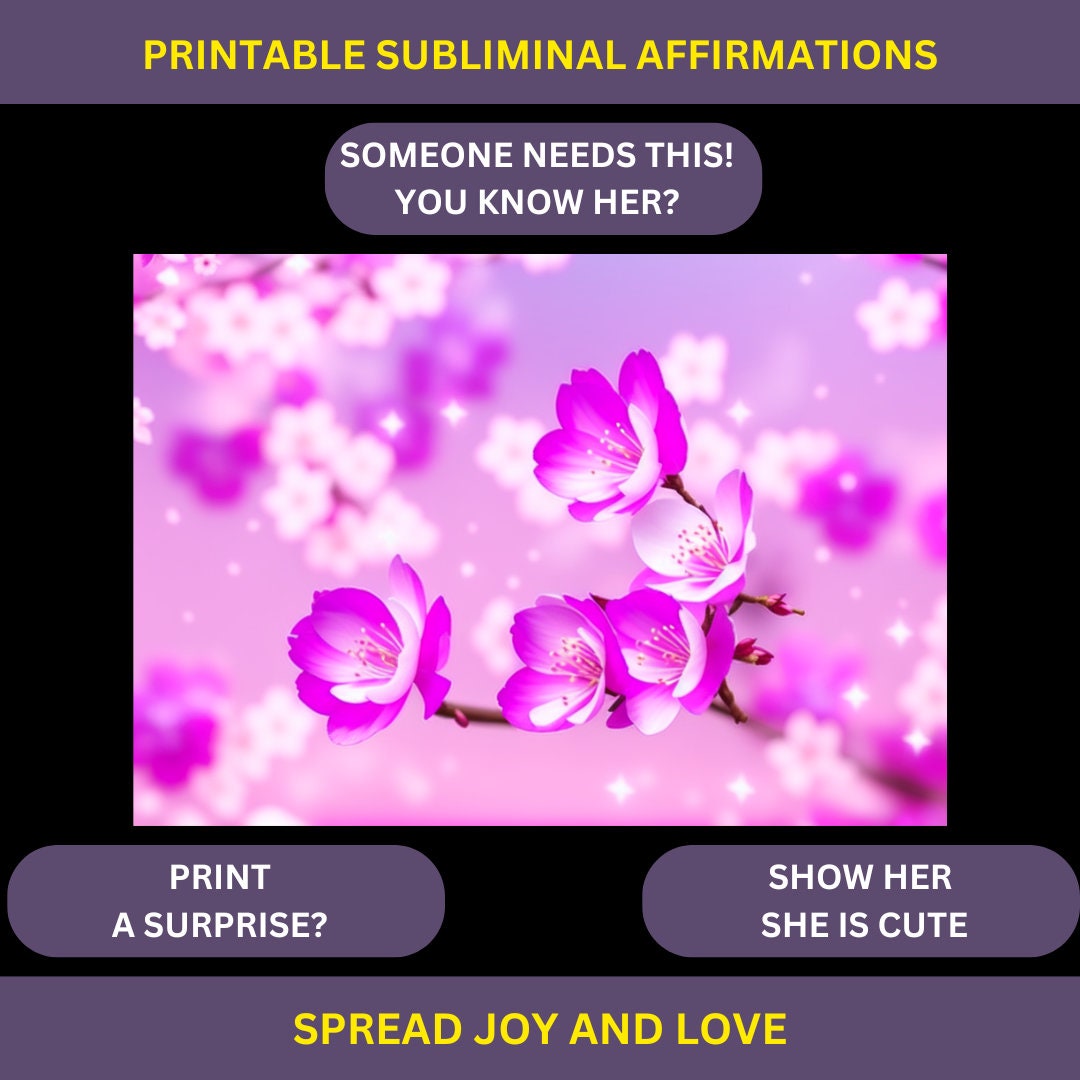Printable Affirmations for Positive Mindset Floral Subliminal ...