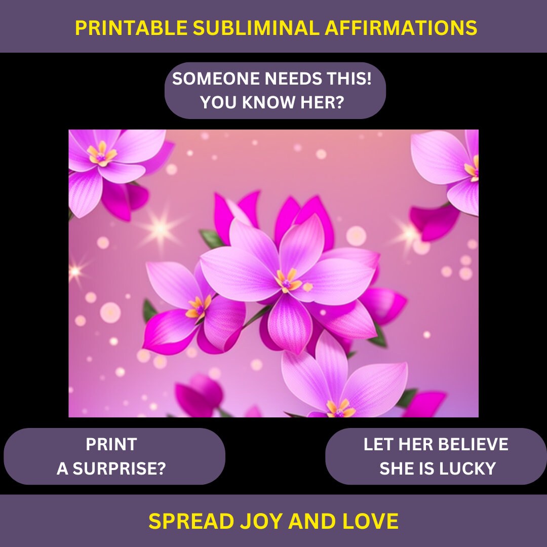 Printable Affirmations for Positive Mindset Floral Subliminal ...
