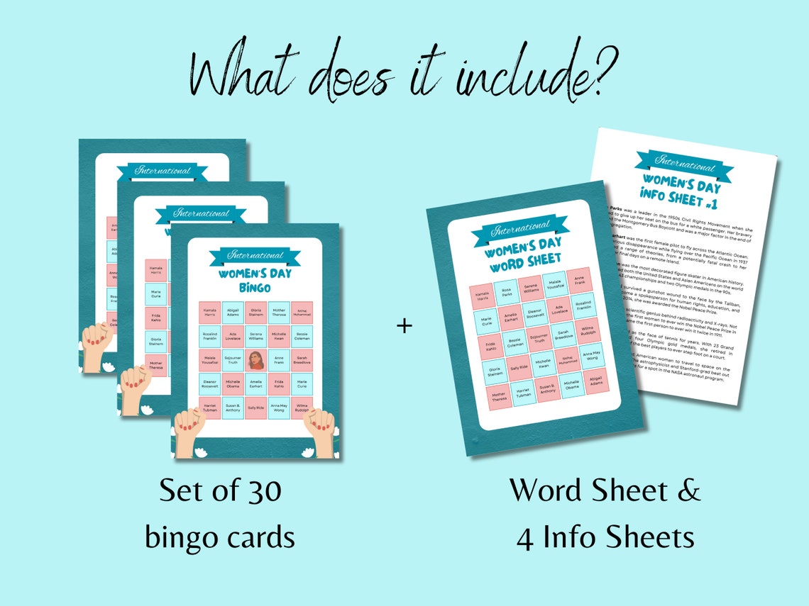 International Women's Day Bingo Game Set of 30 Diversity, Inclusion ...
