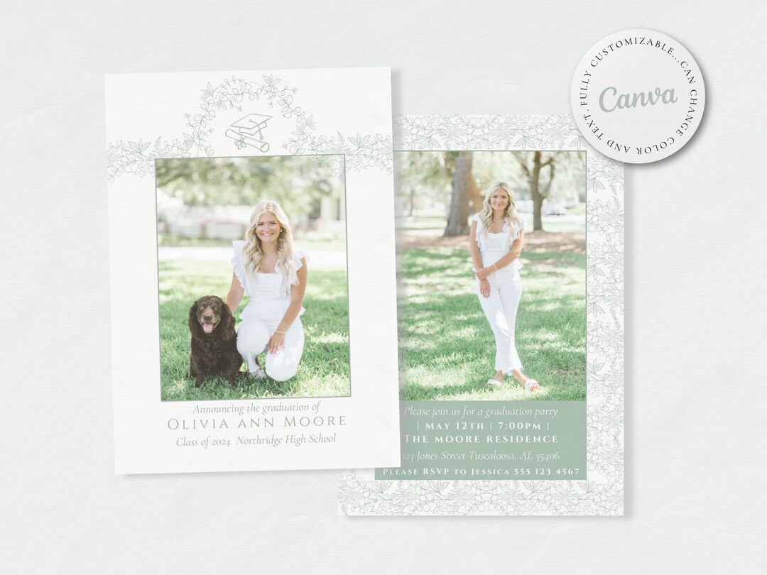 Graduation Invitation 2024 Template, Classy Graduation Announcement ...