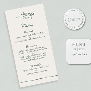 Whimsical Coquette Handwritten Wedding Dinner Menu,garden Party ...