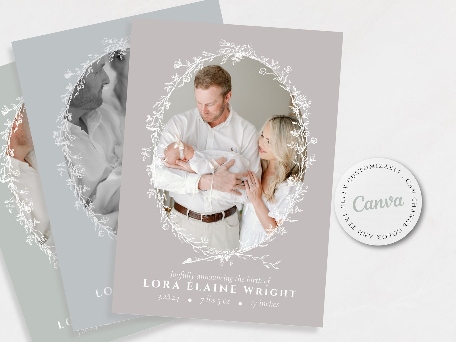 Bright Neutral Newborn Baby Birth Announcement Template, Printable ...