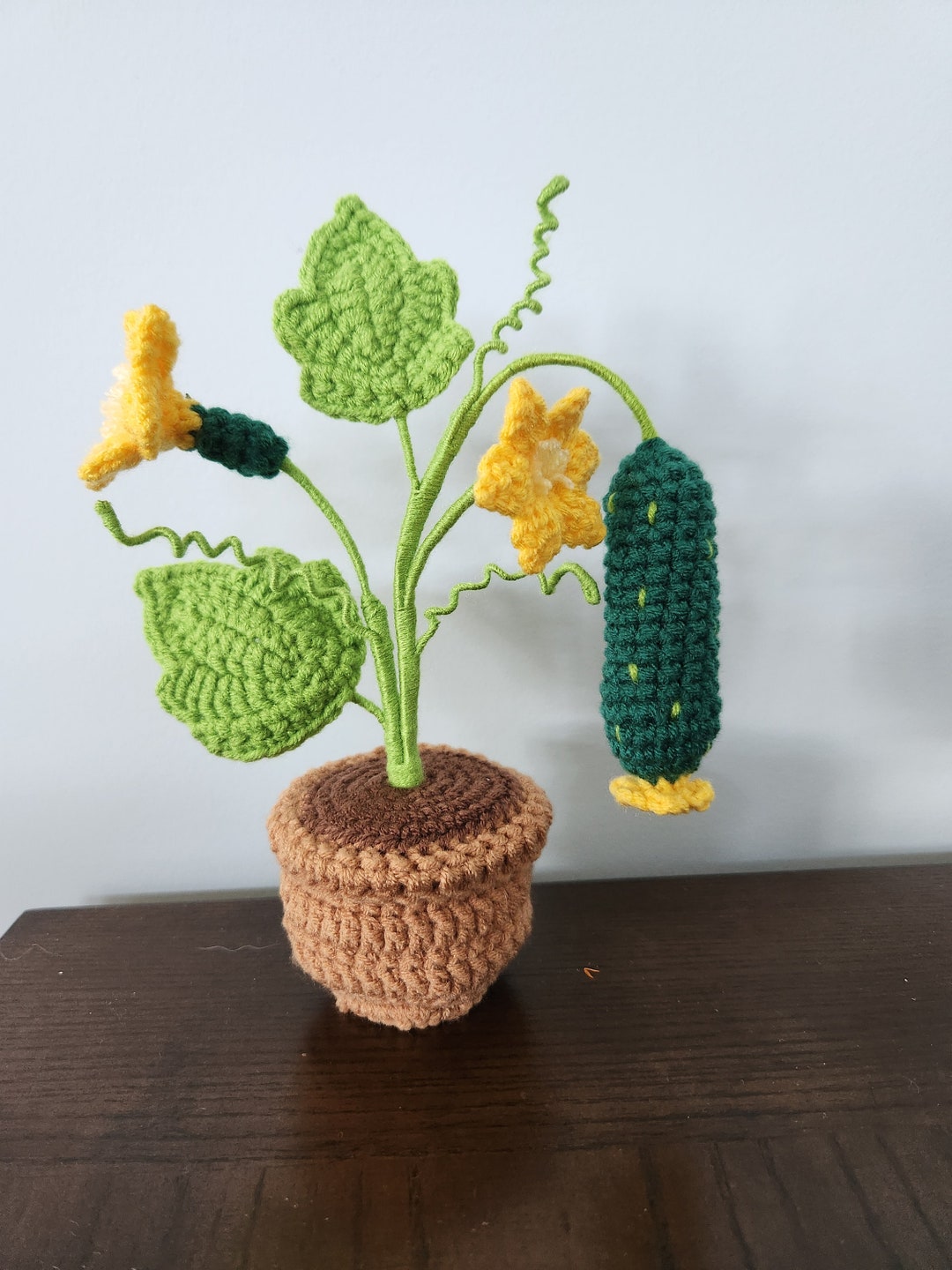 Handmade Crochet Potted Cucumber Tree, Cucumber Plants, Decorating ...
