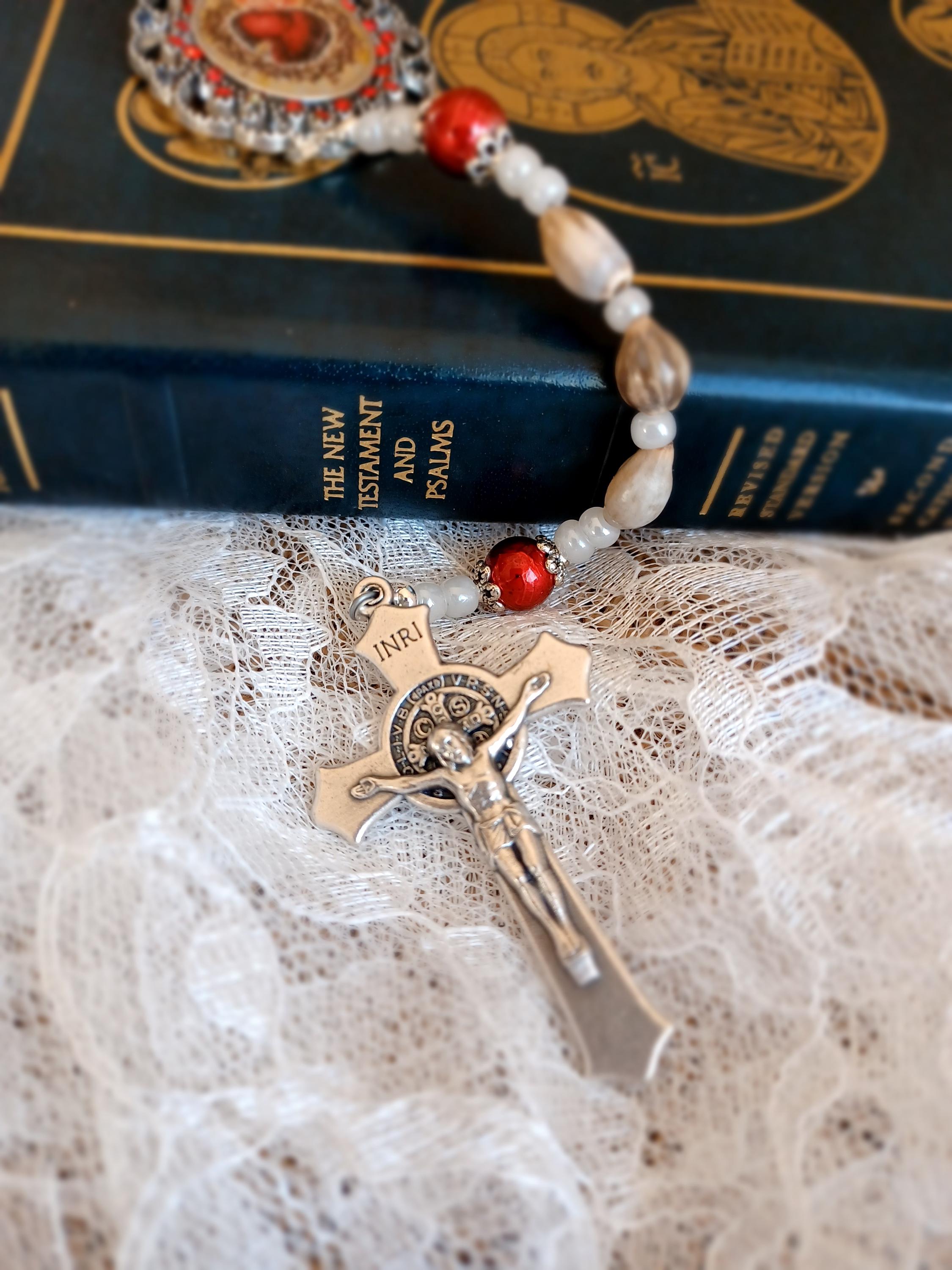 Sacred Heart of Jesus Catholic Rosary, Handmade With Job's Tears Beads ...