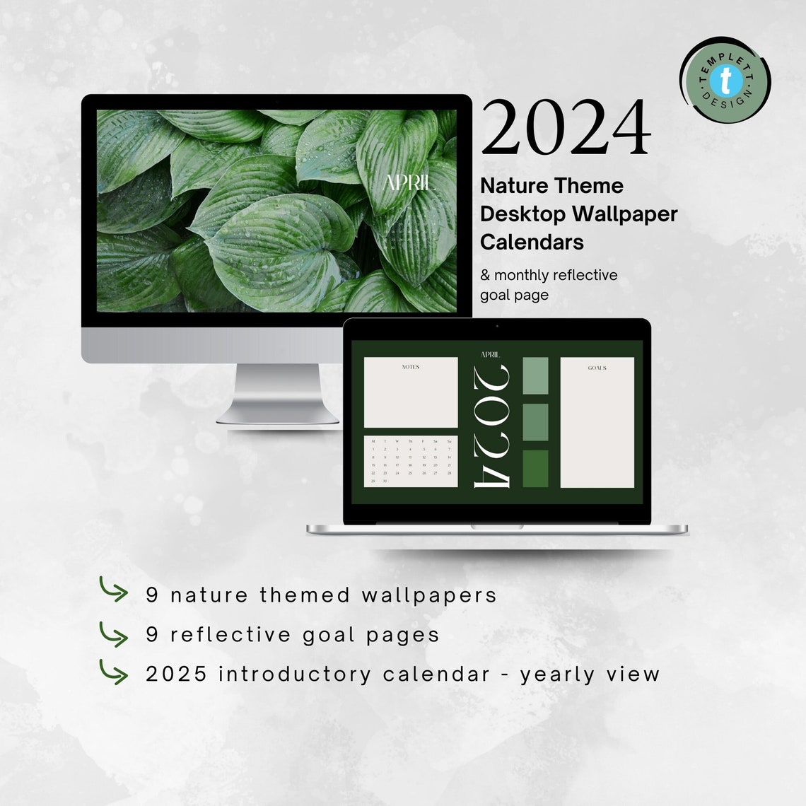 2024 - 2025 Desktop & Tablet Wallpaper Calendar, Monthly Reflective ...