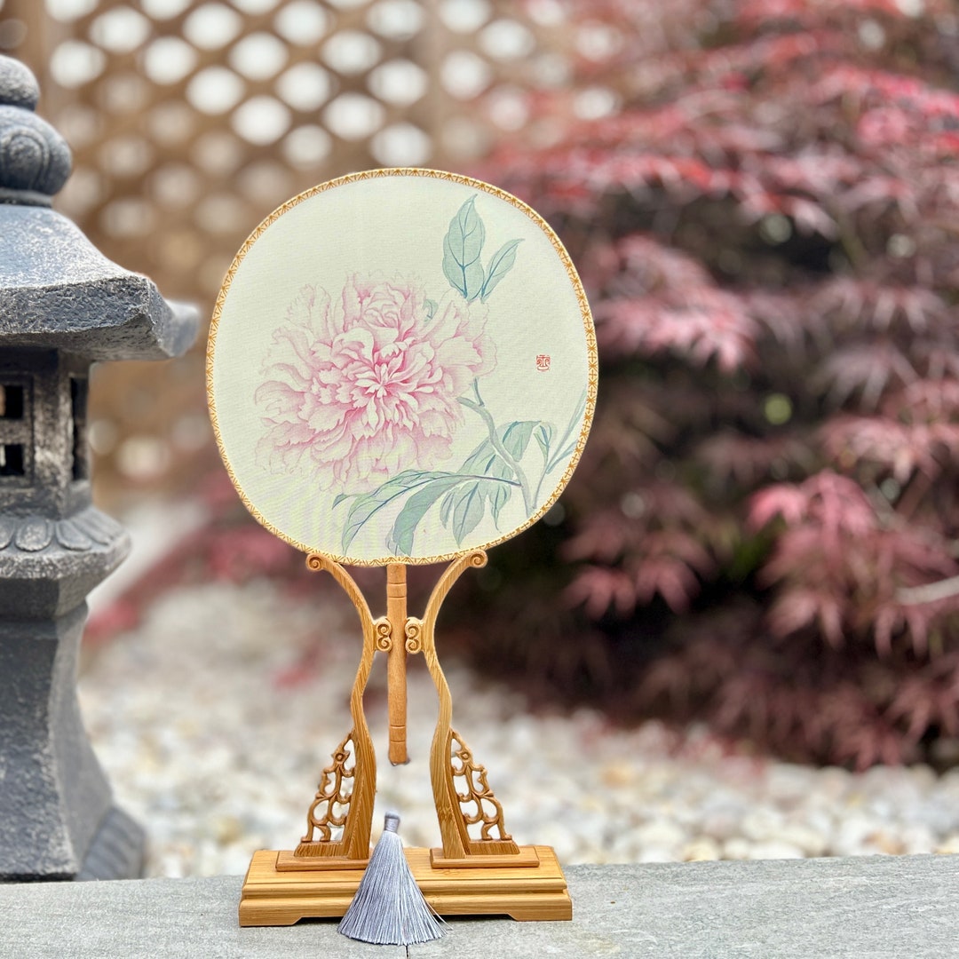 Hand-painted Silk Fan in Chinese Style Original Flowers Painting Ideal ...