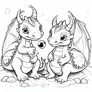Baby Woodland Dragon, Fantasy Colouring Page, Adults Kids Instant ...