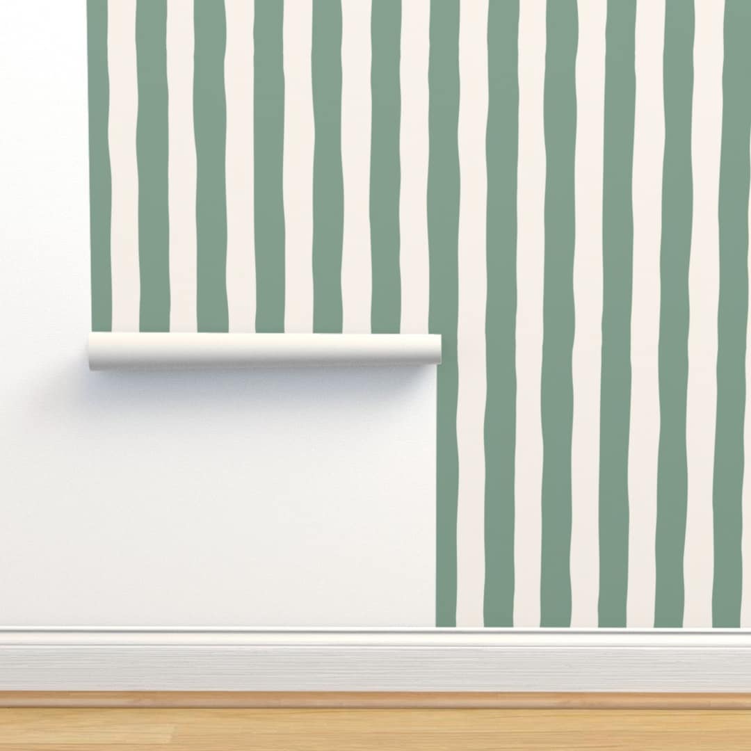 Green Stripe Wallpaper Removable Wall Decor Temporary Playroom ...