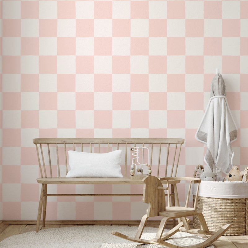 Pink Checkered Wallpaper - Etsy